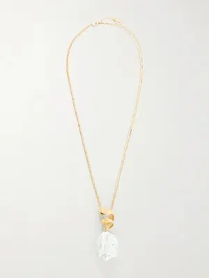 Chloé Brass And Ceramic Pendant Necklace - Gold