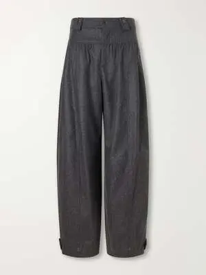 Chloé Flannel Wool And Cashmere-blend Wide-leg Pants - Dark Gray