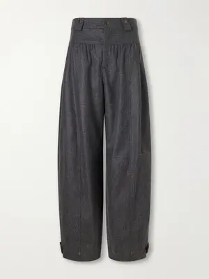 Chloé CHLOÉ Flannel Wool And Cashmere-Blend Wide-Leg Pants Gray