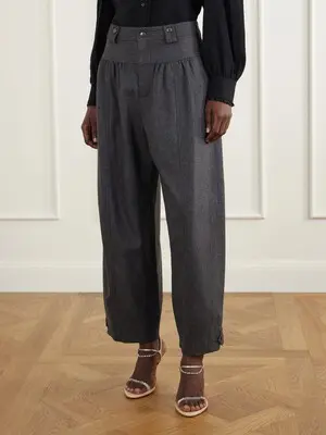 Chloé Flannel Wool And Cashmere-blend Wide-leg Pants - Gray