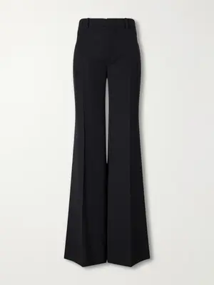 Chloé Pleated Wool And Silk Flared-leg Trousers