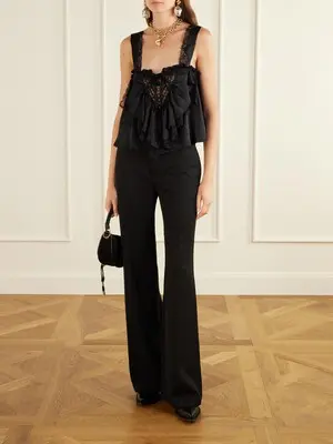 Chloé Pleated Wool And Silk Flared-leg Trousers