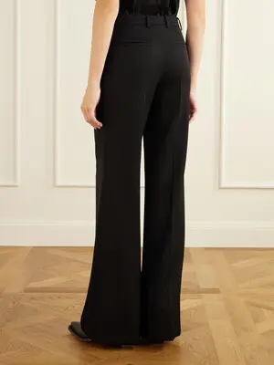 Chloé Pleated Wool And Silk Flared-leg Trousers