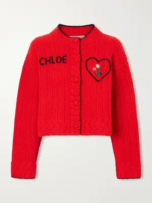 Chloé Embroidered Wool And Cashmere-blend Cardigan
