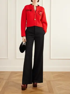 Chloé Embroidered Wool And Cashmere-blend Cardigan