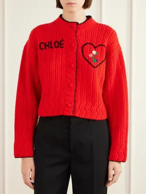 Chloé Embroidered Wool And Cashmere-blend Cardigan