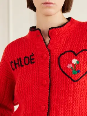 Chloé Embroidered Wool And Cashmere-blend Cardigan