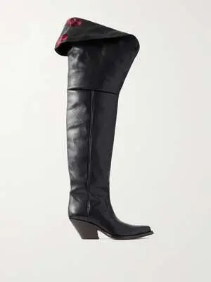Chloé Azelan Embroidered Leather Knee Boots