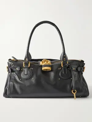 Chloé CHLOÉ Paddington Large Leather Bag With Locket Detail Black