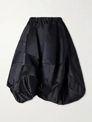 Comme Des Garçons Gathered Satin Midi Skirt - Black
