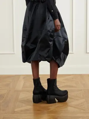 Comme Des Garçons Gathered Satin Midi Skirt - Black