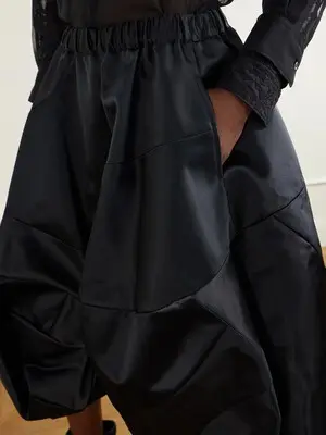 Comme Des Garçons Gathered Satin Midi Skirt - Black