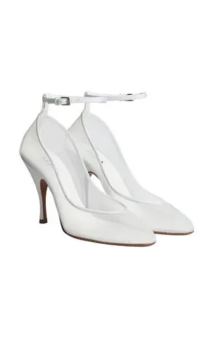 Alaïa Sheer Tulle Pumps With Ankle Strap - White