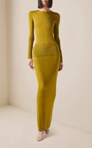 Alaïa Merino Wool Knit Maxi Dress