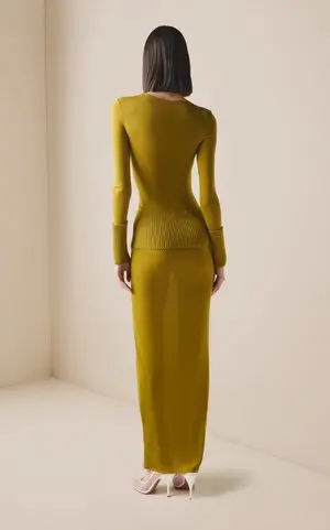 Alaïa Merino Wool Knit Maxi Dress