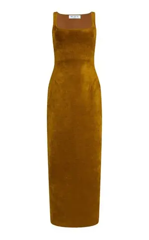 Alaïa Velvet Square Neck Midi Dress