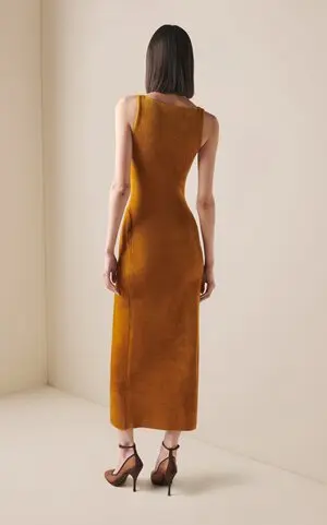 Alaïa Velvet Square Neck Midi Dress