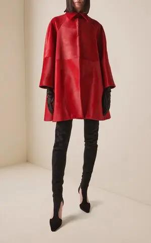 Alaïa Pony Hair A-line Trench Coat