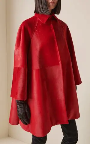 Alaïa Pony Hair A-line Trench Coat