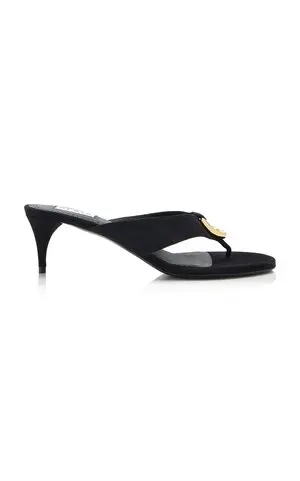 Alaïa Infra Suede Stiletto Sandals With Gold Tone Ring - Black