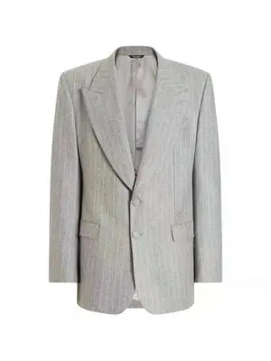 Dolce & Gabbana Martini Single-breasted Jacket In Pinstripe Flannel - Grey