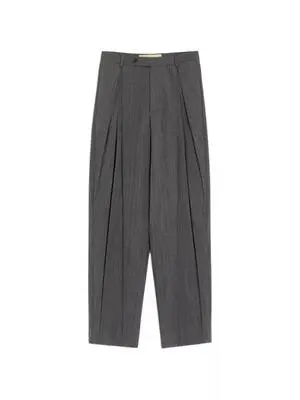Valentino Garavani Pinstripe Wool Pants With Pleats - Grey