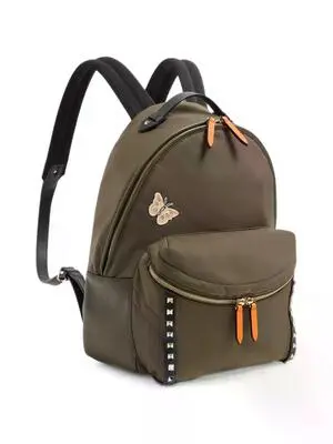 Valentino Garavani Rockstud Butterfly-embroidered Backpack - Green
