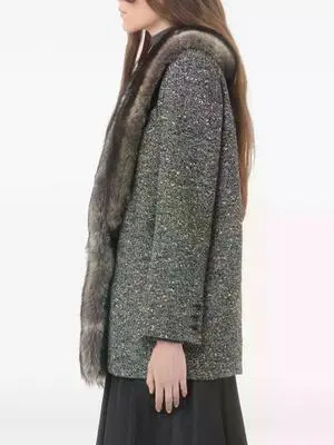 Valentino Garavani Single-breasted Chevron Bouclé Caban With Shearling