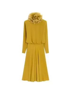 Valentino Garavani Feather-trim Georgette Midi Dress