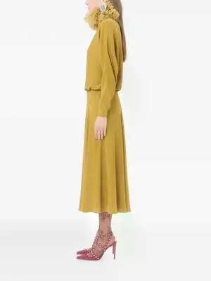 Valentino Garavani Feather-trim Georgette Midi Dress