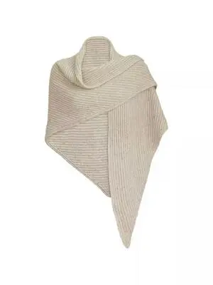 Brunello Cucinelli Sparkling Cashmere, Wool And Mohair Rib Knit Shawl - Neutrals