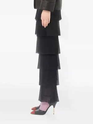 Valentino Garavani Georgette Tiered Trousers - Black