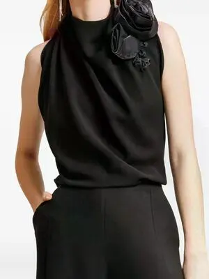 GEMY MAALOUF Floral-appliqué Draped Top