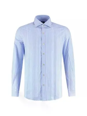 LUIGI BORRELLI Vertical-stripe Long-sleeve Shirt - Blue