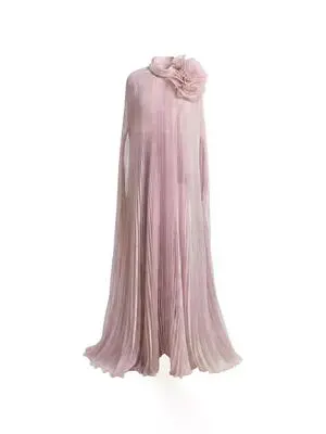 GEMY MAALOUF Pleated Floral-embellished Kaftan - Pink