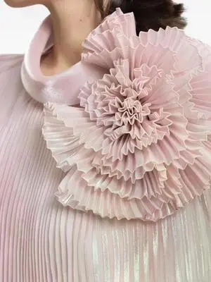 GEMY MAALOUF Pleated Floral-embellished Kaftan