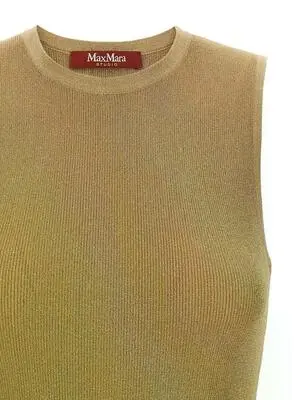 Max Mara Ribbed Metallic-finish Sleeveless Top - Gold