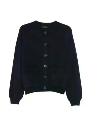 ANNE CLAIRE Button-up Cardigan With Patch Pockets - Blue