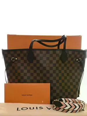 LOUIS VUITTON 2021-2026 Damier Ebene Braided Neverfull Mm Satchel