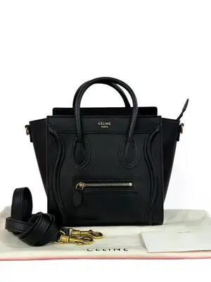Celine 2014 Nano Leather Luggage Tote Satchel - Black