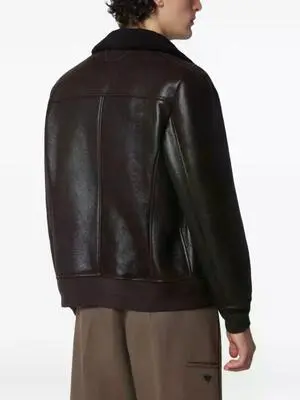 SALVATORE SANTORO Shearling-collar Leather Bomber Jacket