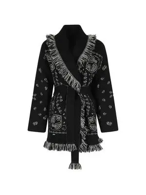 Alanui Bandana Jacquard-knit Fringed Cardigan