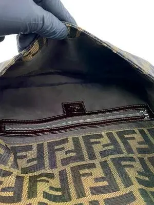 Fendi Zucca Canvas Baguette Shoulder Bag