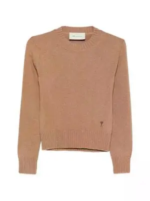 AMI Paris De Coeur Crew-neck Sweater - Neutrals