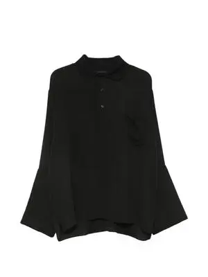 ALAINPAUL Bell-sleeve Polo Top - Black