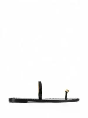 AMANU Kibera Croc-embossed Sandals - Black