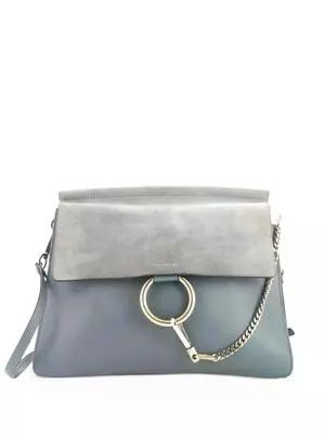 Chloé Faye Leather And Suede Medium Shoulder Bag - Blue