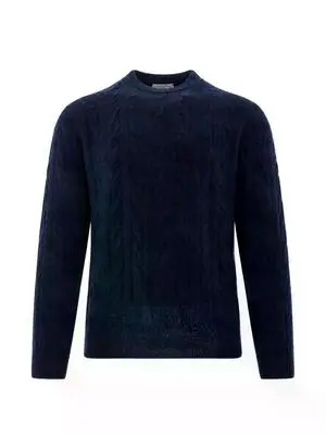 BALLANTYNE Navy Cable-knit Crew Neck Sweater