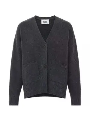 Alpha Studio V-neck Button-up Cardigan With Patch Pockets - Grey