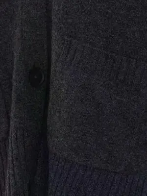 Alpha Studio V-neck Button-up Cardigan With Patch Pockets - Grey